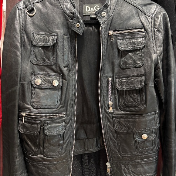 D&G | Jackets & Coats | Dg Dolce Gabbana Leather Utility Moto Jacket ...
